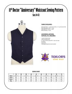 11th Doctor "Anniversary" Waistcoat Sewing Pattern - Tailors Gone Wild